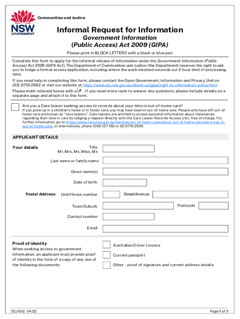 Fillable Online Glen Innes Severn Council - Informal Access Request ...