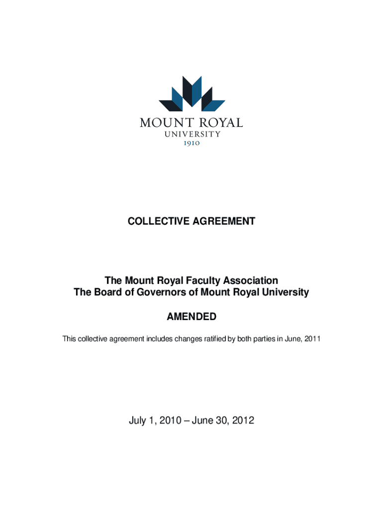 Fillable Online Strike averted at MRU as new collective agreement ...