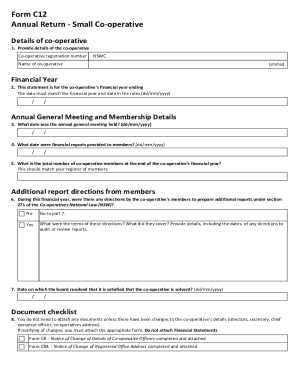 Fillable Online Form C4 Application to Register a Co-operative Fax ...