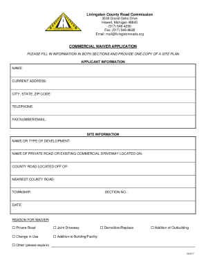 Fillable Online Commercial Waiver Application Fax Email Print - pdfFiller