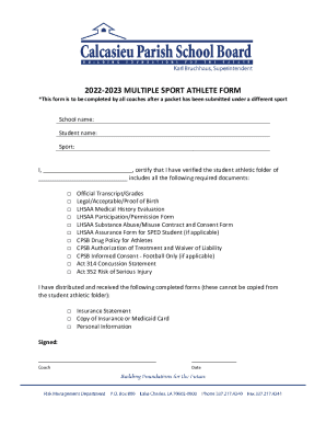 Fillable Online 2022-2023 MULTIPLE SPORT ATHLETE FORM Fax Email Print - pdfFiller