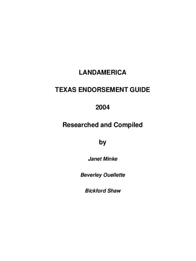 Fillable Online LANDAMERICA TEXAS ENDORSEMENT ... Fax Email Print ...