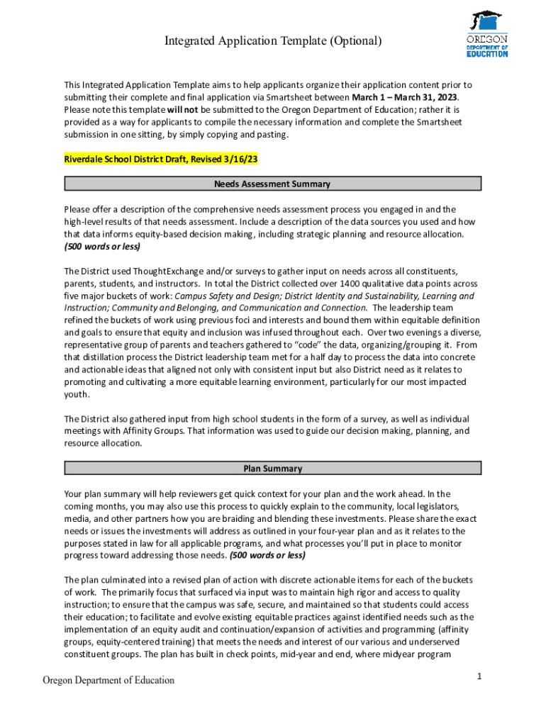 Fillable Online This Integrated Application Template aims to help applicants organize their ...