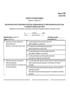 Obrazac P-DIP ( P-DIP) ZAHTJEV ZA POVRAT POREZA - carina gov Doc ...