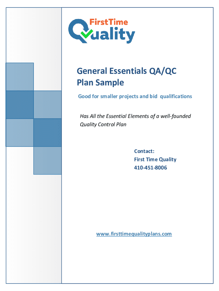 Fillable Online Essentials Welding QA/QC Plan Sample Good for smaller ... Fax Email Print ...