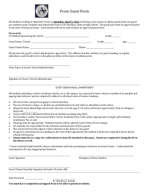 Fillable Online Prom Guest Form.docx Fax Email Print - pdfFiller