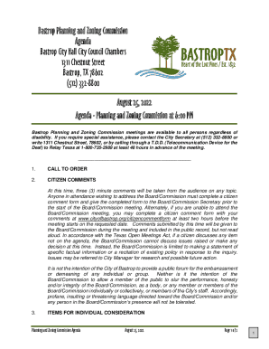 Fillable Online Bastrop Planning and Zoning Commission Agenda Fax Email ...
