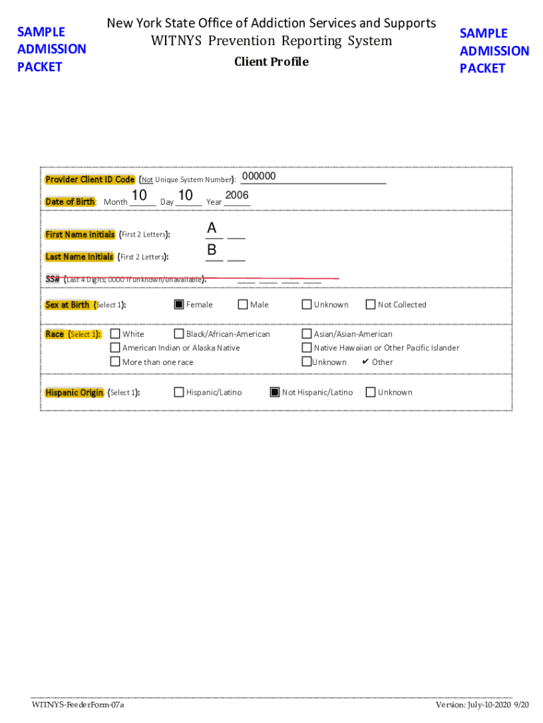 Fillable Online sample admission packet Fax Email Print - pdfFiller