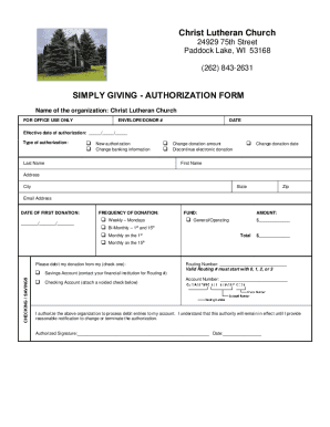 Fillable Online Simply Giving - Authority Form Fax Email Print - pdfFiller