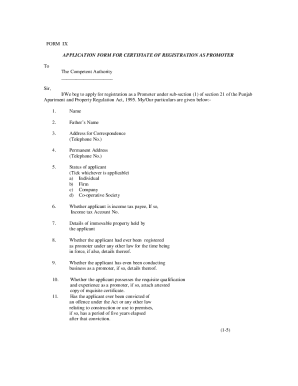 Fillable Online Application Form for Certificate of Registration as ...