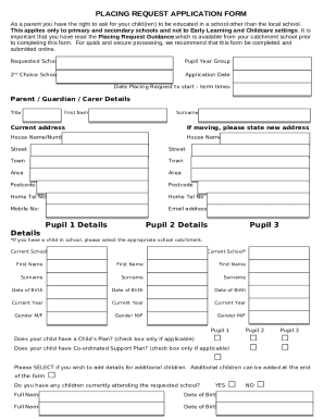 Placing Request application Doc Template | pdfFiller