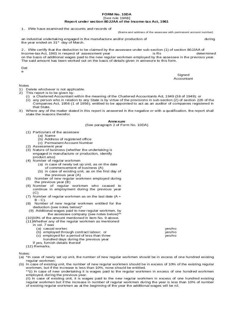 of report for claiming deduction under section 80JJAA Doc Template ...