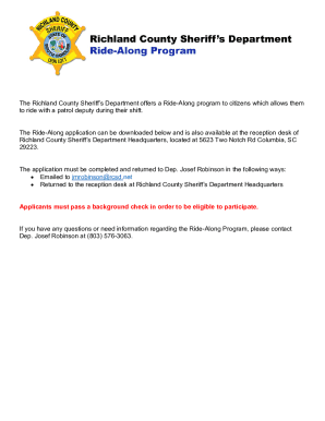 Fillable Online The Richland County Sheriff's Department offers a Ride ...