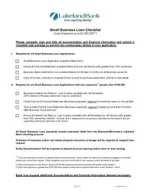 Fillable Online Small Business Loan Checklist. Small Business Loan ...