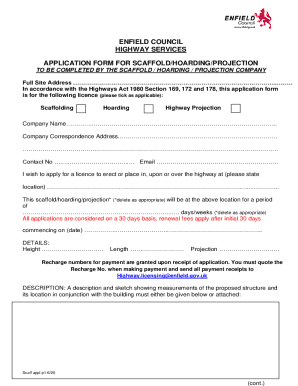 Fillable Online Enfield council highway services application form for ...