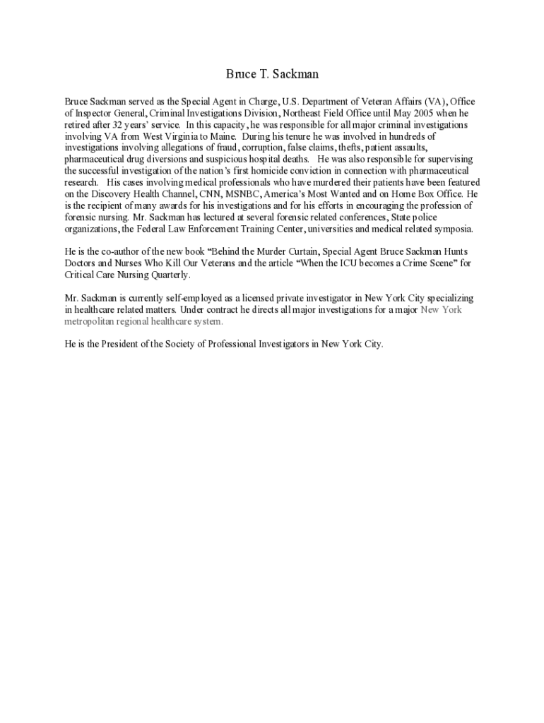 Fillable Online Behind the Murder Curtain: Special Agent Bruce Sackman ...