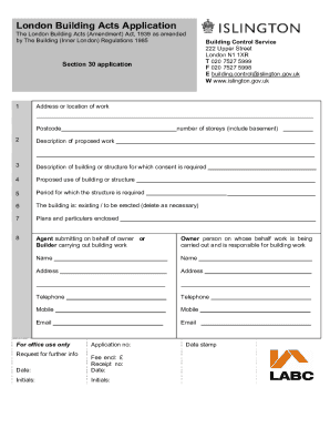 Fillable Online London Building Acts Application Fax Email Print ...