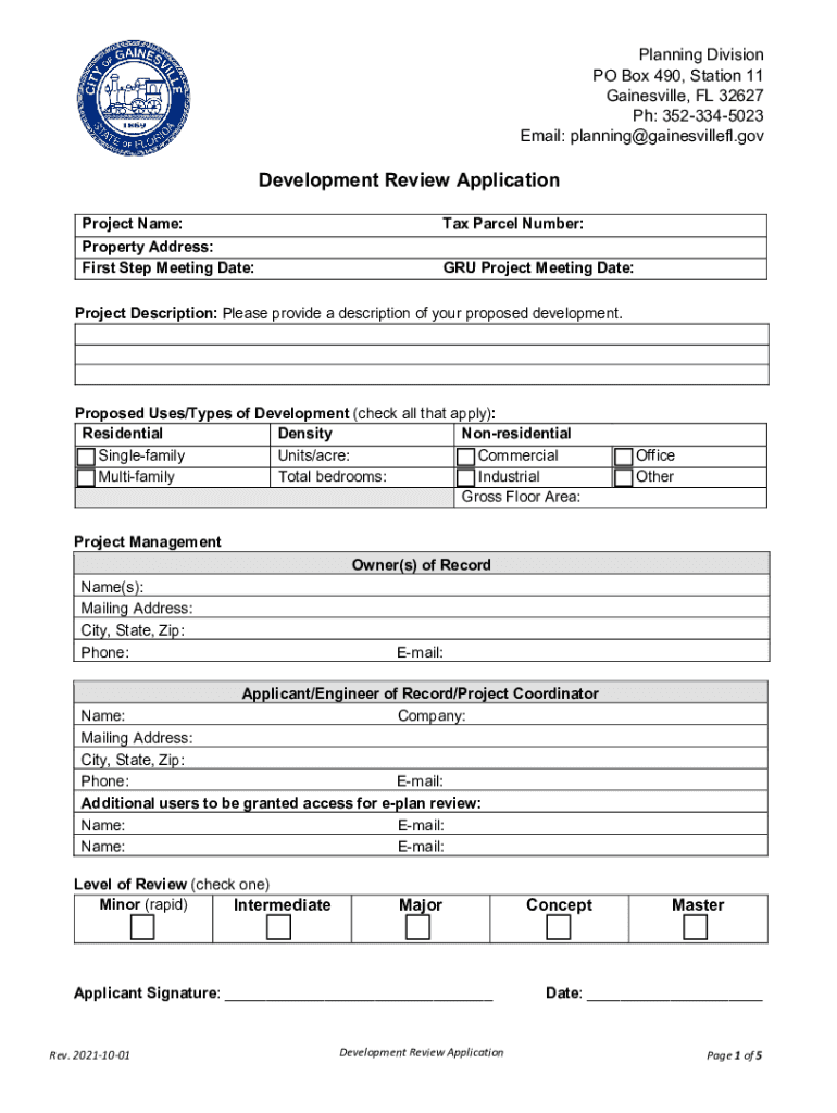 Fillable Online Development Projects Dashboard - City of Gainesville Fax Email Print - pdfFiller
