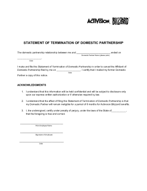 Fillable Online Termination of a Domestic Partnership by Affidavit Fax ...