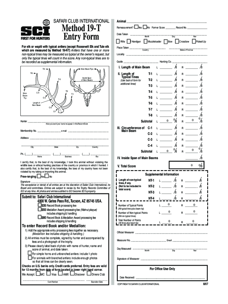 Fillable Online Method 19-T Entry Form Fax Email Print - pdfFiller