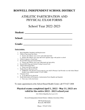 Fillable Online athletic participation and - physical exam forms Fax ...