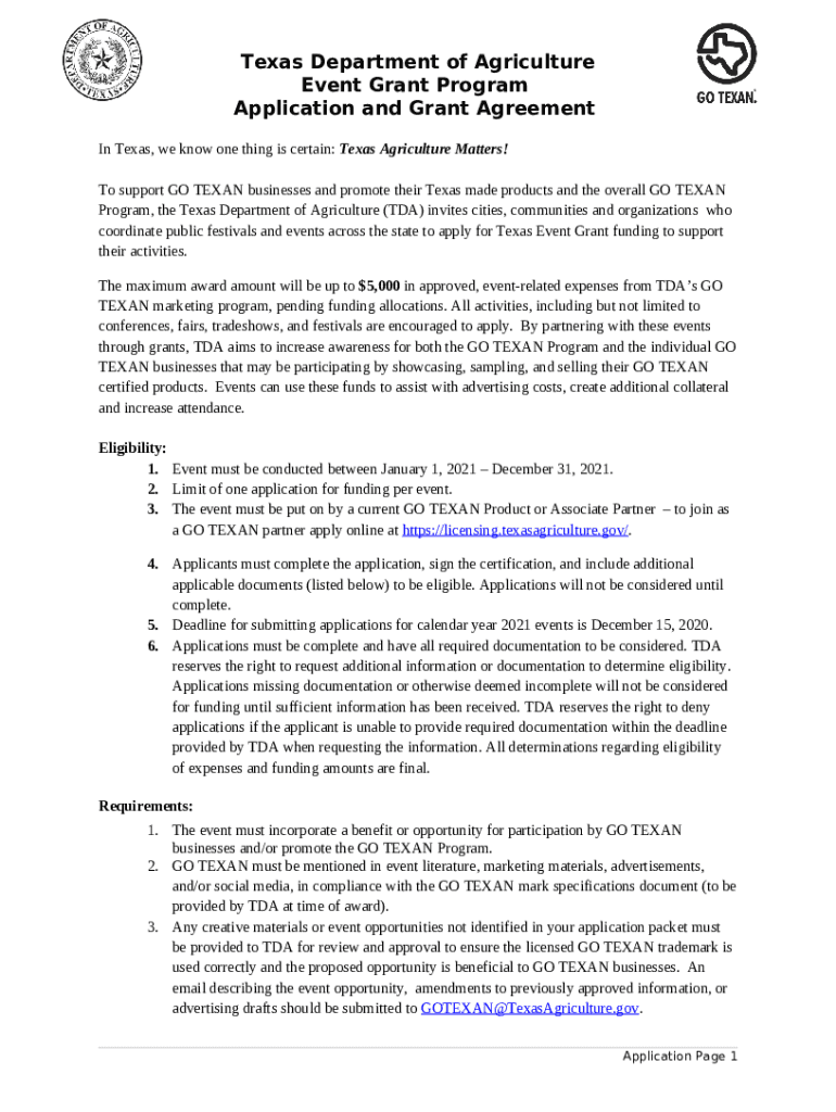 Texas Department of Agriculture Releases First GO TEXAN ... Doc ...