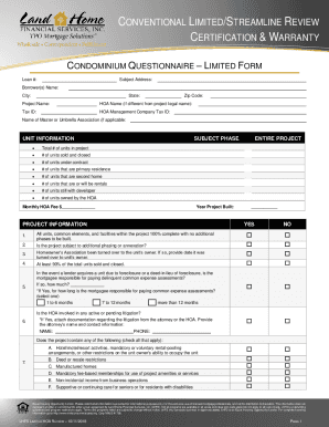Fillable Online Limited Review Versus Full Review Condo Purchase Fax ...
