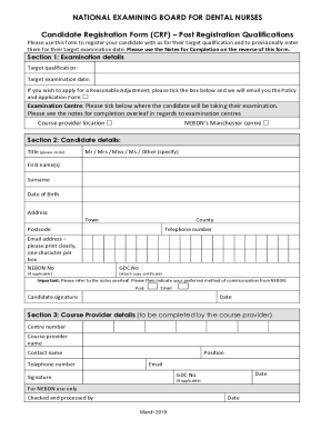 Fillable Online Candidate Registration Form (CRF) Post Registration ...