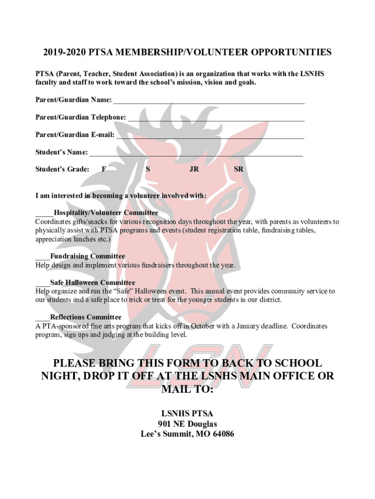 Fillable Online lsnhs lsr7 The Benefits of PTA/ PTSA Membership Fax ...