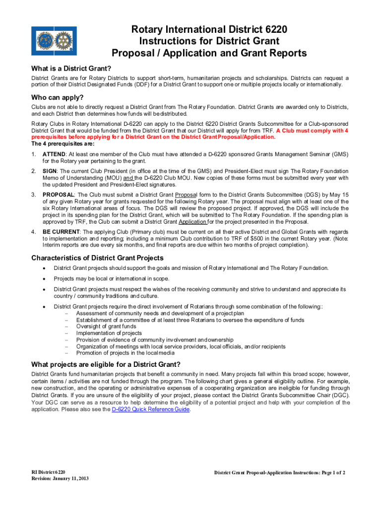 Fillable Online Steps to writing a Rotary District Grant Fax Email ...