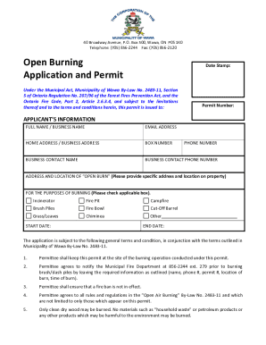 Fillable Online Open Burning Application and Permit Fax Email Print - pdfFiller