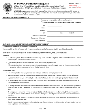 Fillable Online IN-SCHOOL DEFERMENT REQUEST Fax Email Print - pdfFiller