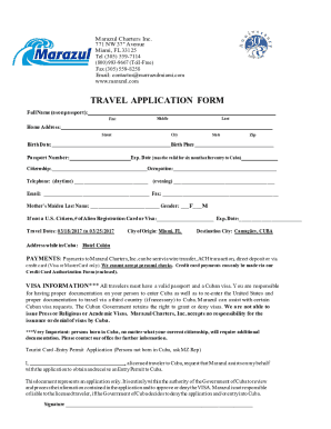Fillable Online TRAVEL APPLICATION FORM Fax Email Print - pdfFiller