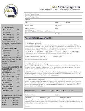 Fillable Online FALI Advertising Form Fax Email Print - pdfFiller