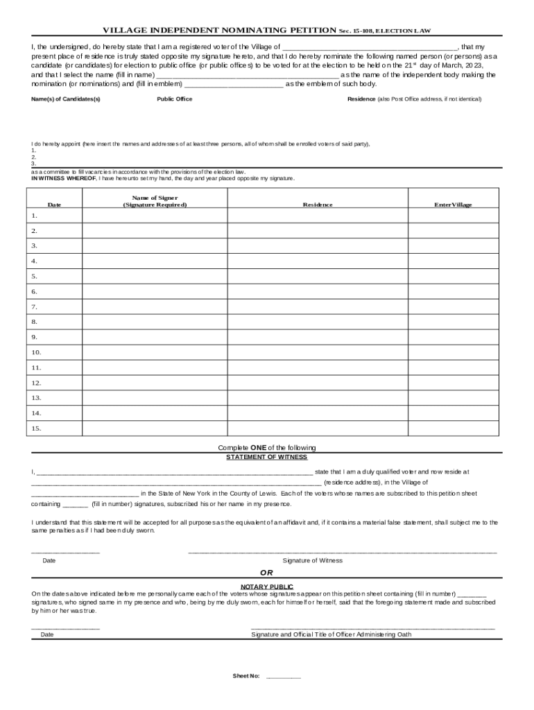 Section 1057-b. Designating and independent nominating ... Doc Template | pdfFiller