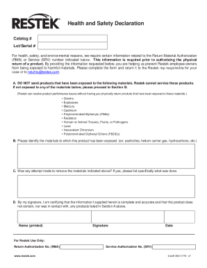 Fillable Online Health And Safety Declaration Form Template Fax Email ...