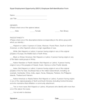 Fillable Online EEO-1 Voluntary Self Identification FormBankFirst Fax ...