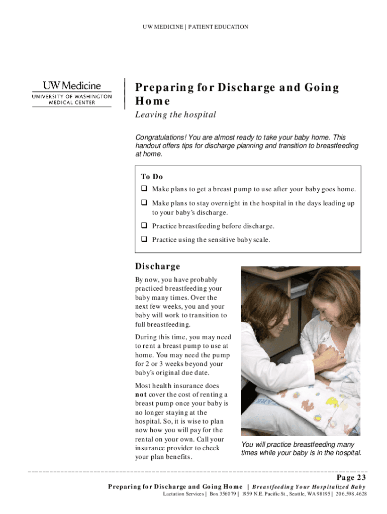 Fillable Online healthonline washington Preparing for Discharge and ...