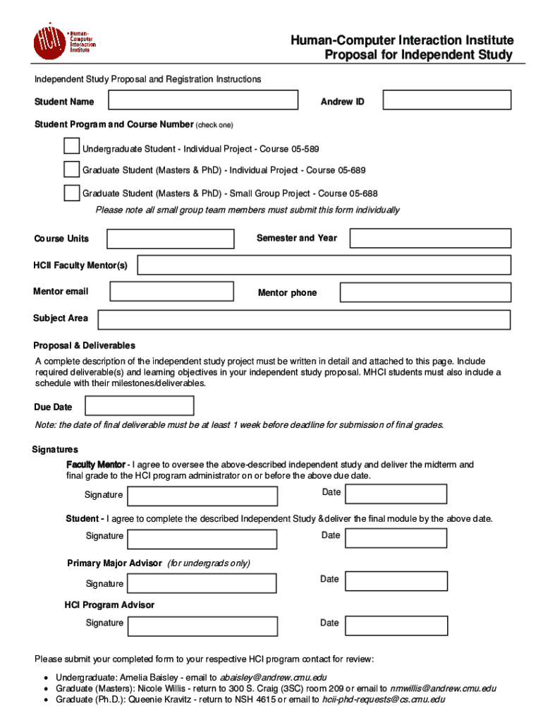 Fillable Online Human-Computer Interaction Independent Study proposal ...