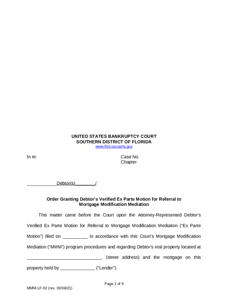 Order Granting Debtor's Verified Ex Parte Motion for ... Doc Template ...