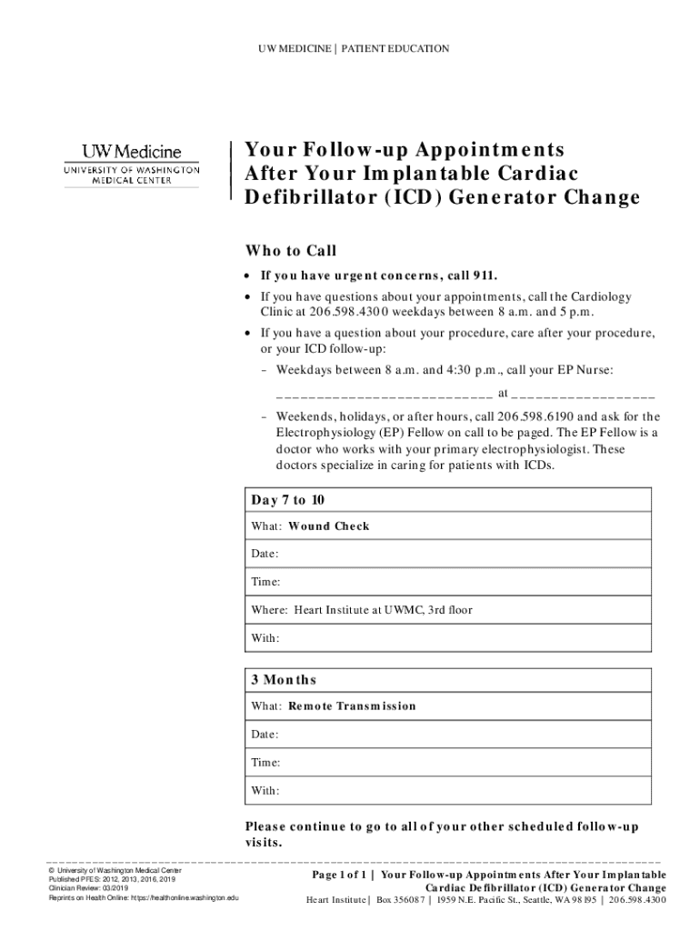 Fillable Online healthonline washington Caring for Your Implantable ...