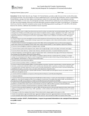 Fillable Online BoCC Public Records Exemption Request. ... Fax Email ...