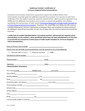 Fillable Online Healthcare Provider's Certification of In Process ...