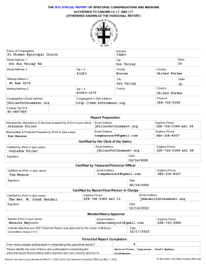 Fillable Online Parochial Report Forms & Instructions Fax Email Print ...