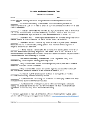 Fillable Online undergrad ucf Probation Appointment Preparation Form ...