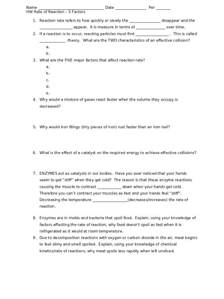 ELearning Day 3 - Science - Worksheet: Reaction Rates 1. ... Doc ...