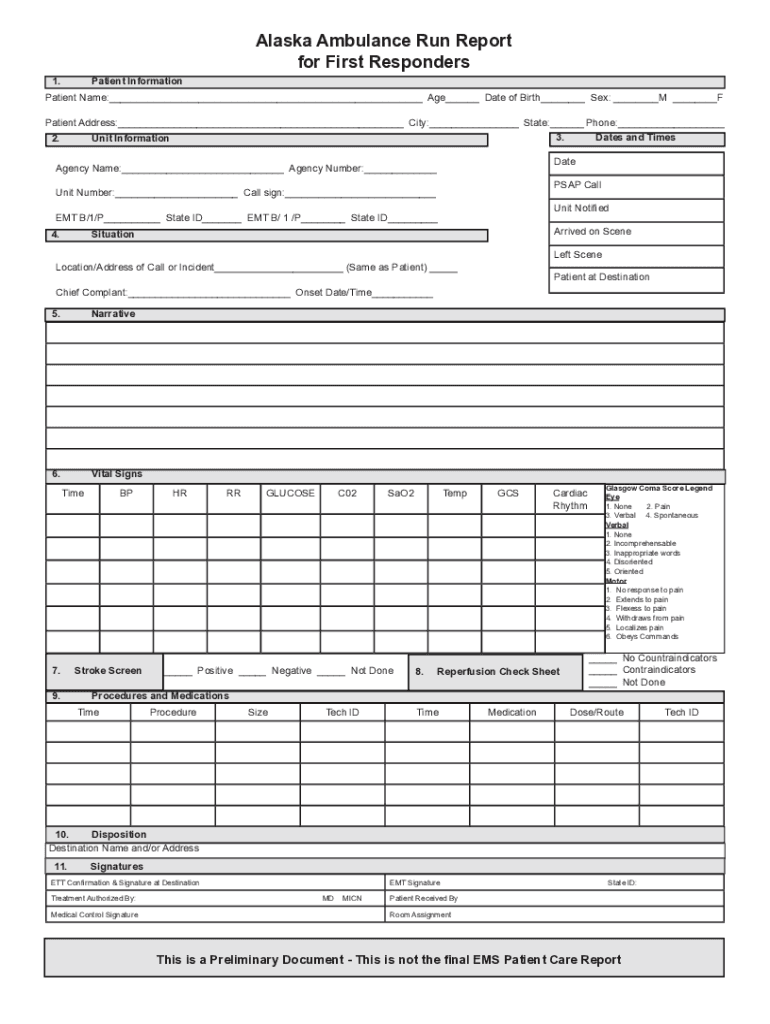 Ambulance Run Report - Fill Online, Printable, Fillable, Blank | pdfFiller
