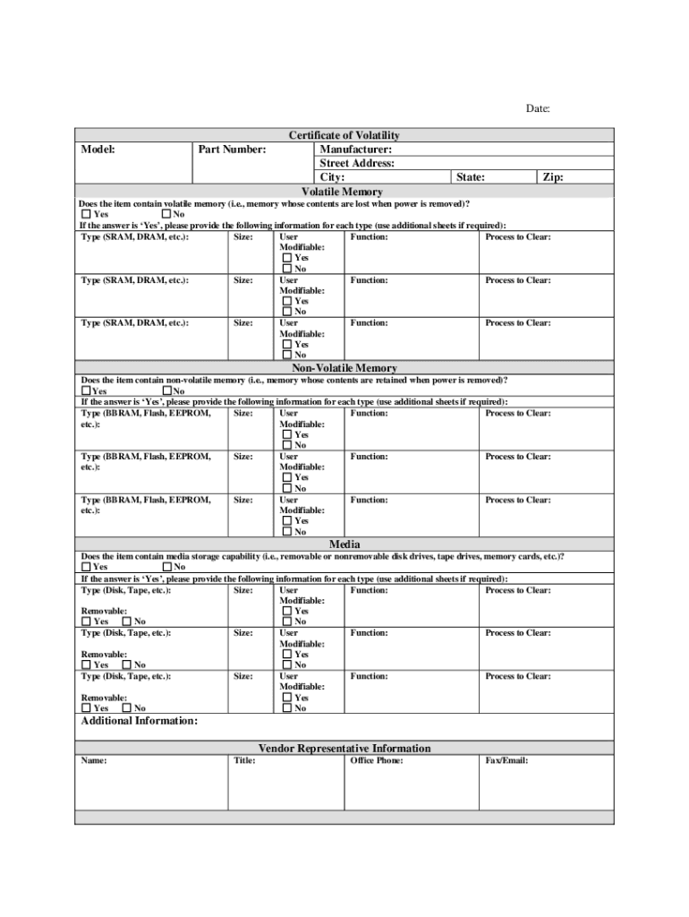 Fillable Online Vendor-Certificate-of-Volatility-form-UEIPAC-1200R-and- ... Fax Email Print ...