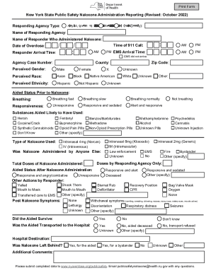 Fillable Online New York State Public Safety Naloxone Administration ...