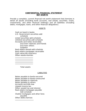 personal financial statement worksheet Doc Template | pdfFiller